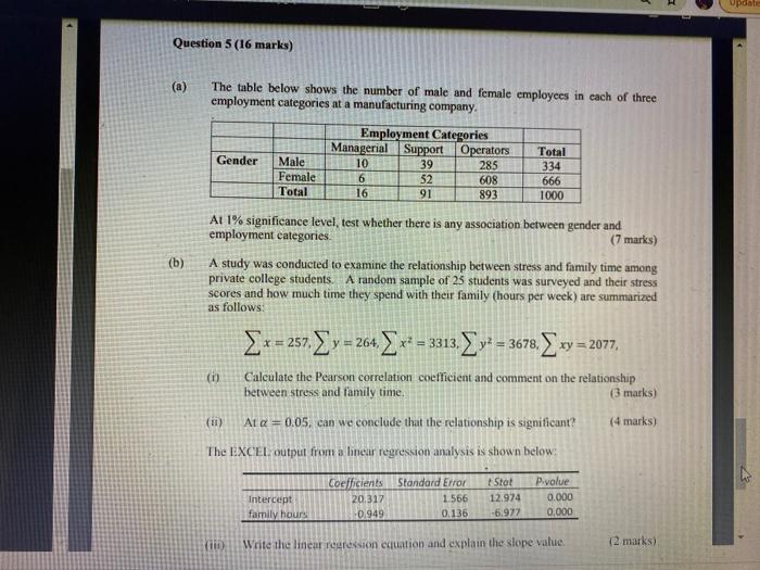 Solved Update Question 5 (16 marks) (a) The table below | Chegg.com