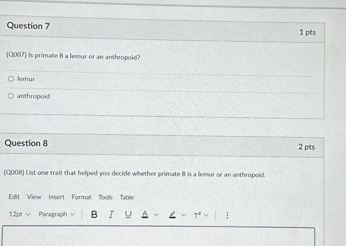(Q005) PART B Use the primate crania for Part B | Chegg.com