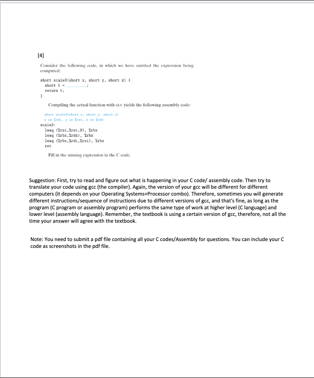 Solved [4] ﻿Consider the following code, in which we have | Chegg.com