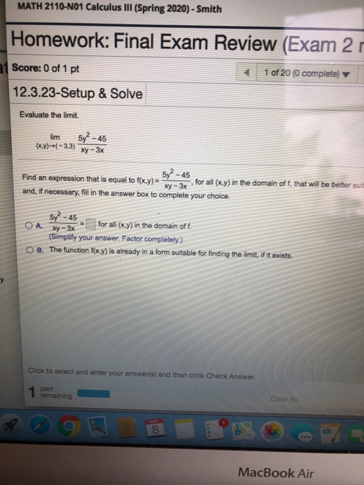 Solved MATH 2110-N01 Calculus III (Spring 2020) - Smith | Chegg.com