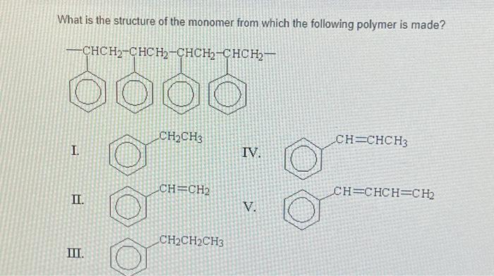 Solved What is the structure of the monomer from which the | Chegg.com