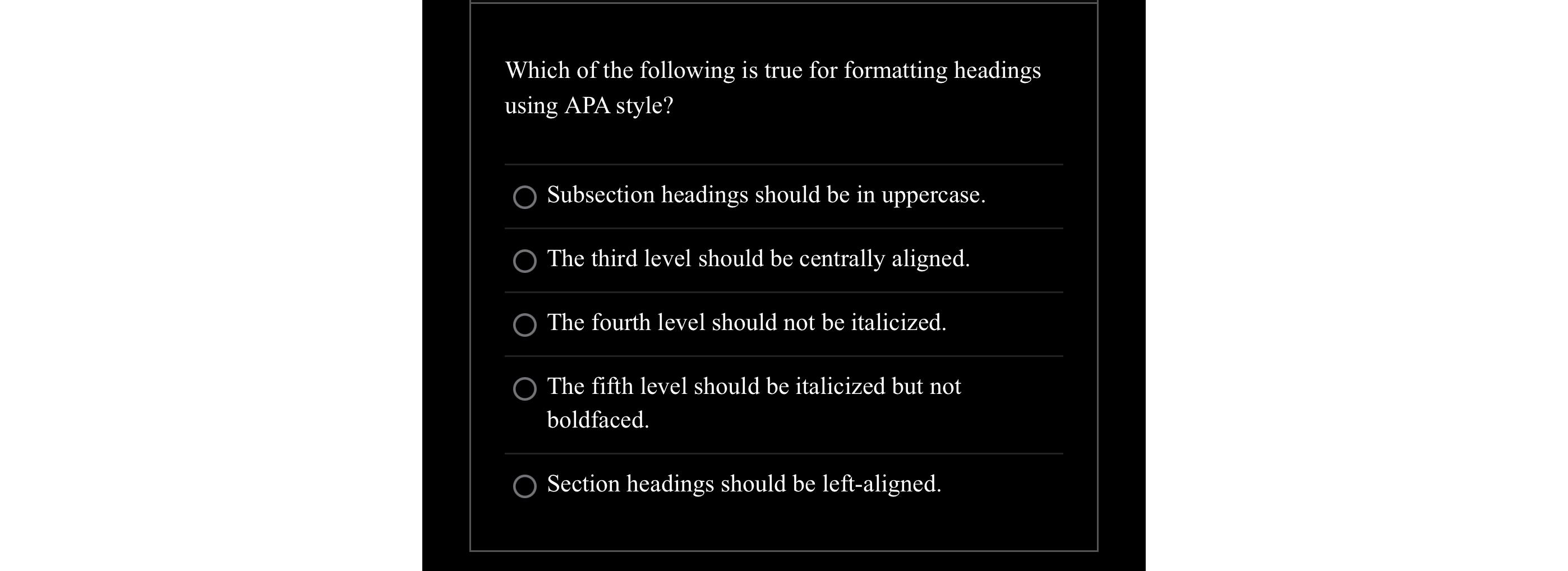 Solved Which of the following is true for formatting | Chegg.com