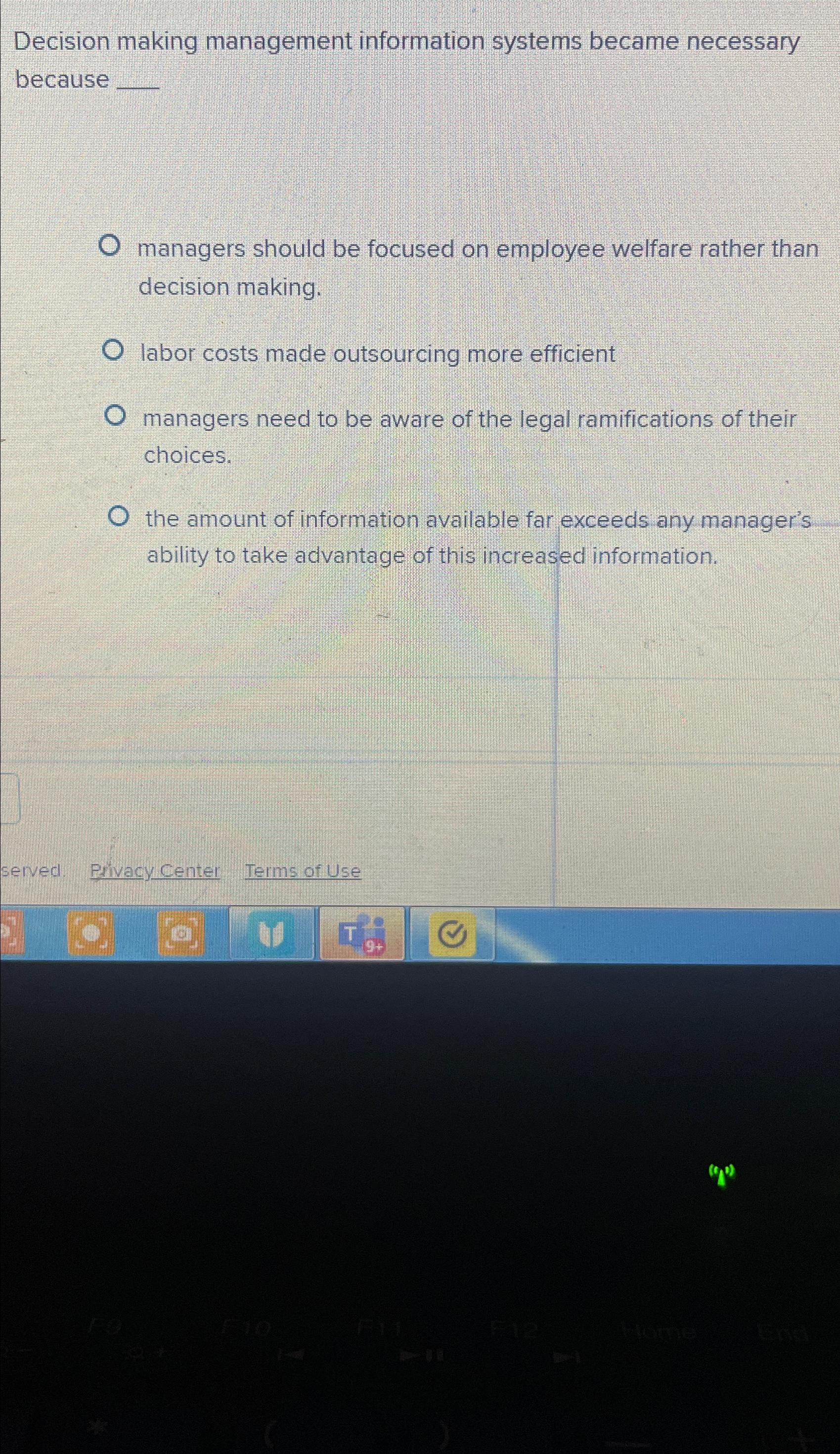 Solved Decision making management information systems became | Chegg.com