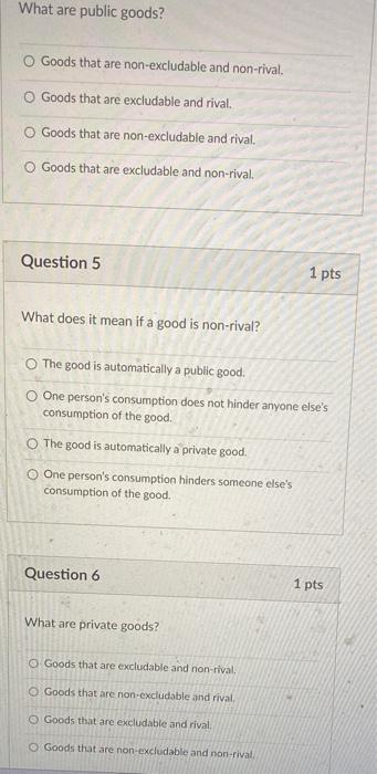 Solved What are public goods? Goods that are non-excludable | Chegg.com
