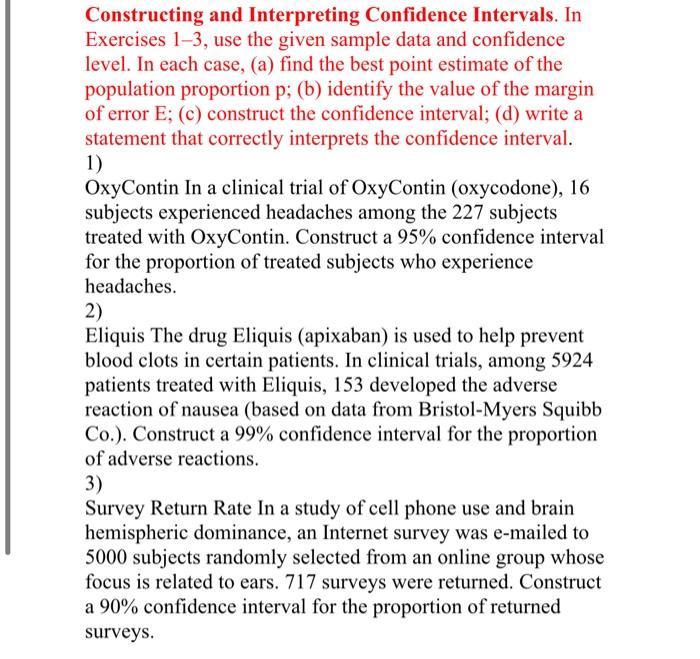 Solved Constructing and Interpreting Confidence Intervals. | Chegg.com
