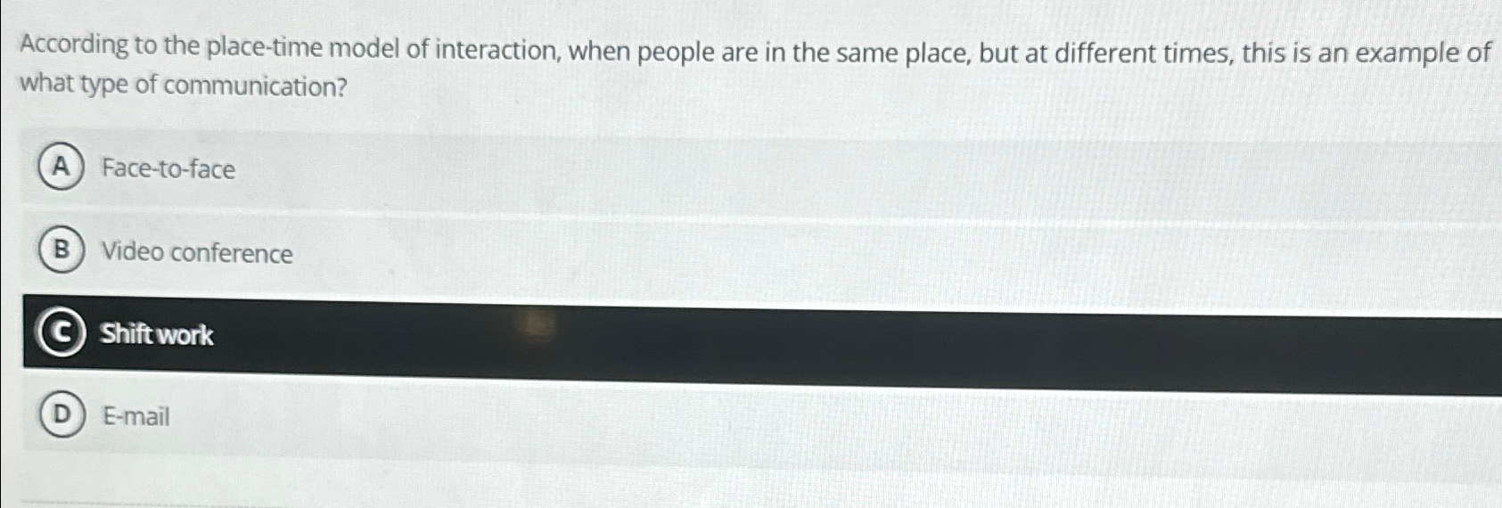 Solved According to the place-time model of interaction, | Chegg.com