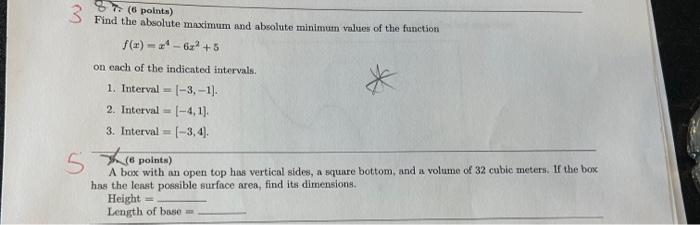 Solved 7. ( 6 points) Find the absolute maximum and absolute | Chegg.com