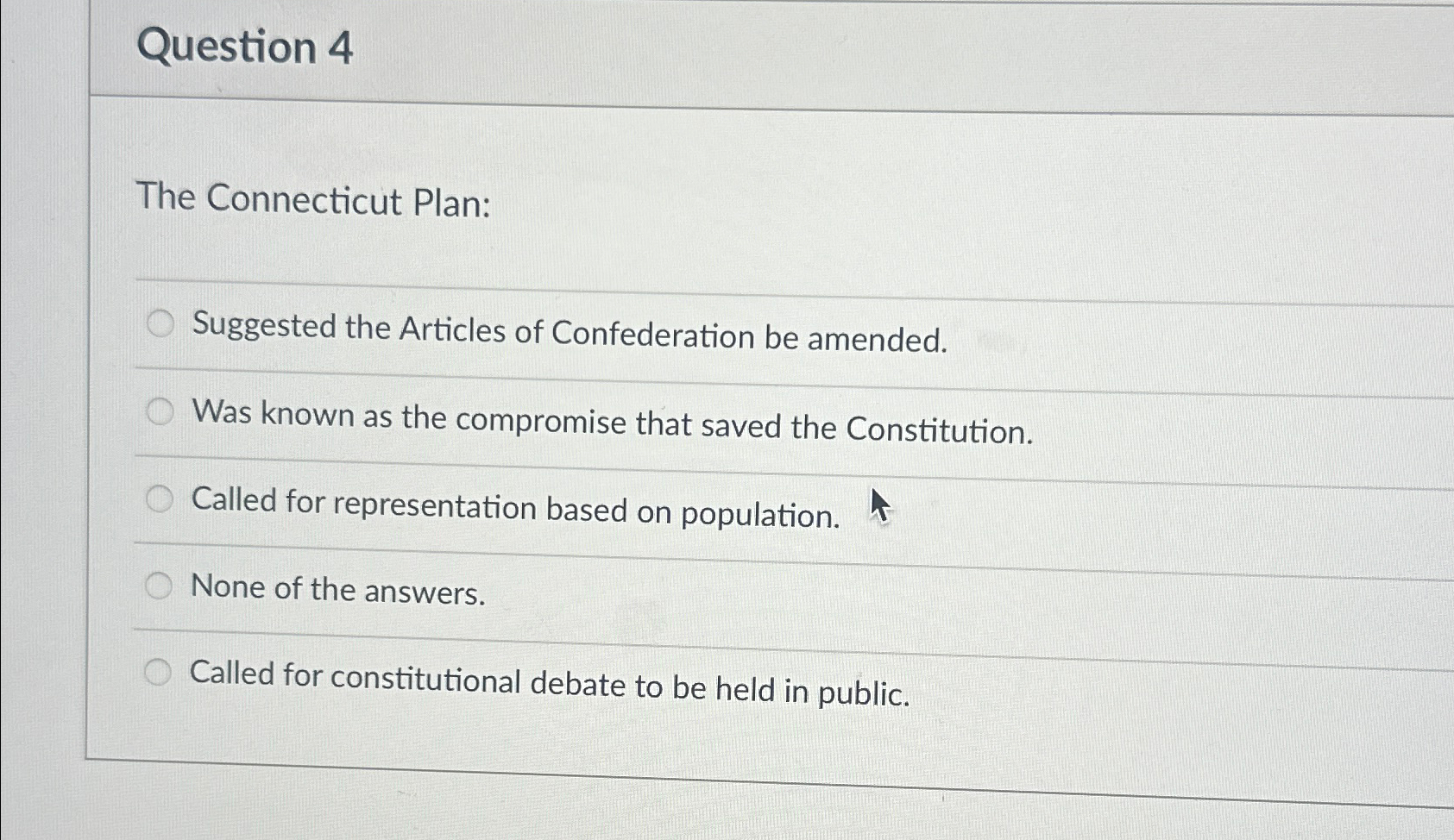 Solved Question 4The Connecticut Plan:Suggested the Articles | Chegg.com