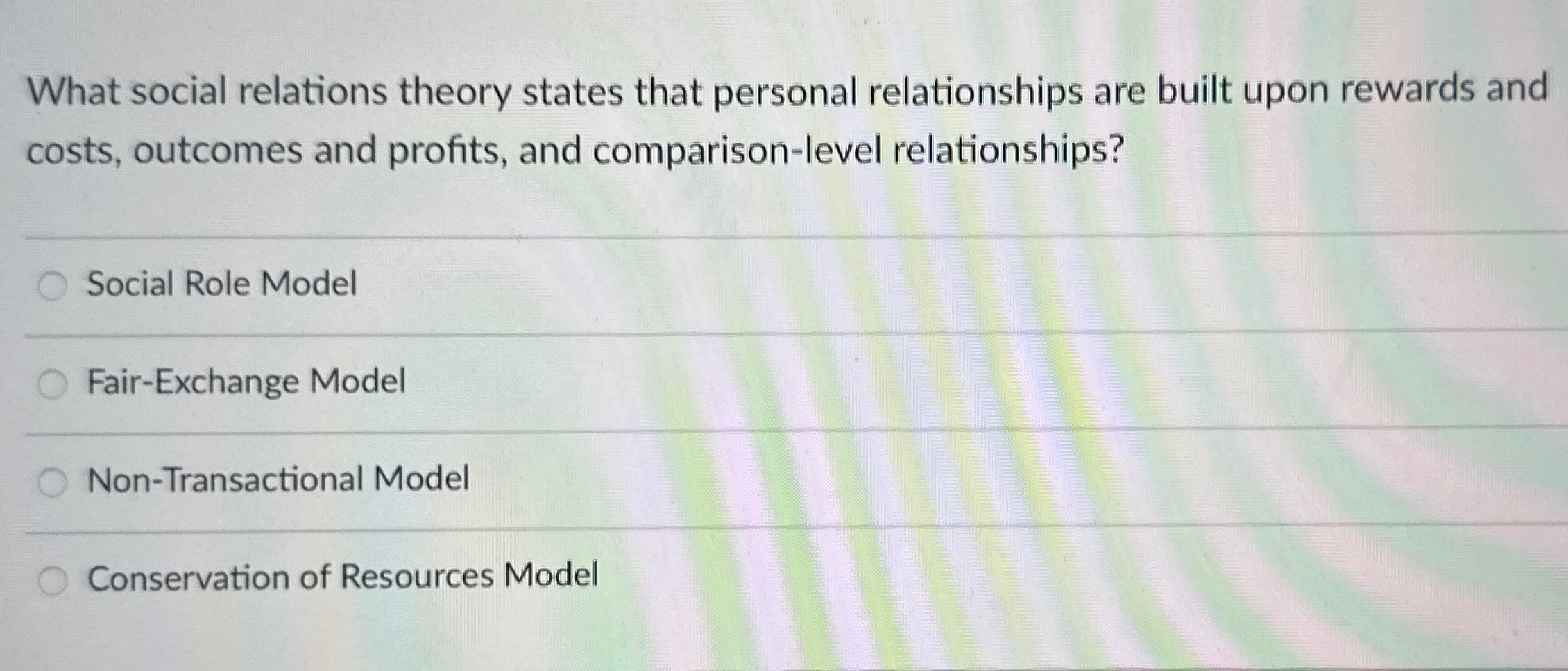 Solved What social relations theory states that personal | Chegg.com