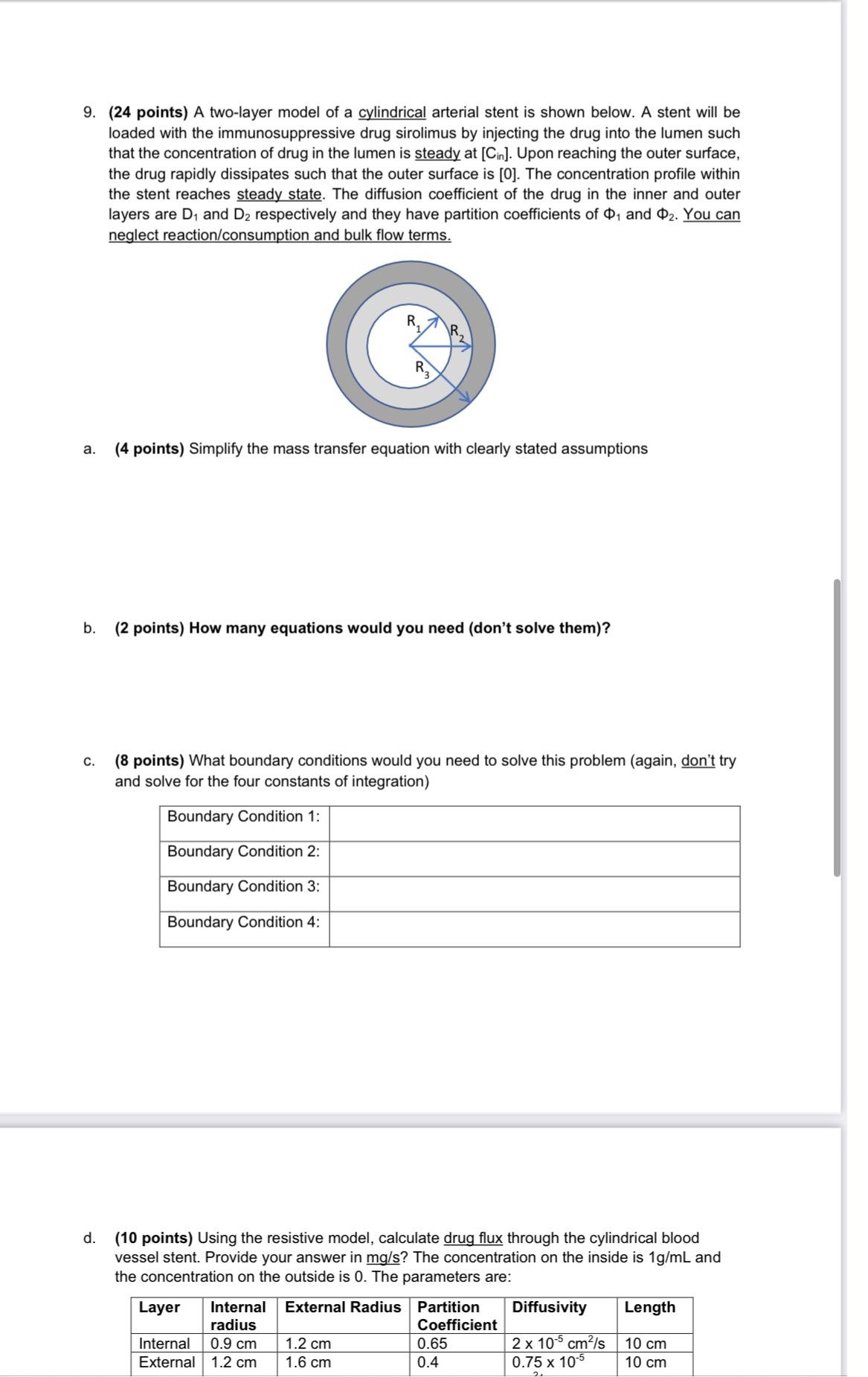 Solved (24 ﻿points) ﻿A two-layer model of a cylindrical | Chegg.com