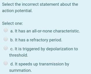 Solved Select the incorrect statement about the action | Chegg.com