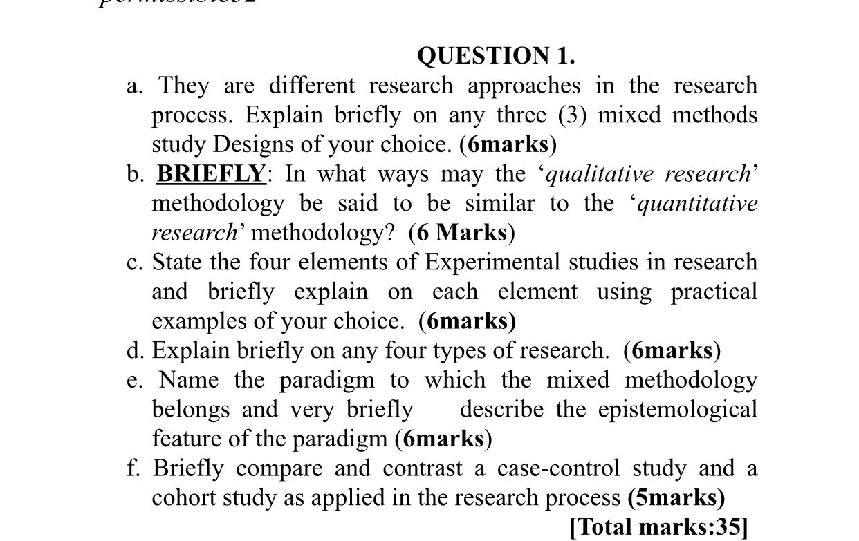 QUESTION 1.a. ﻿They are different research approaches | Chegg.com