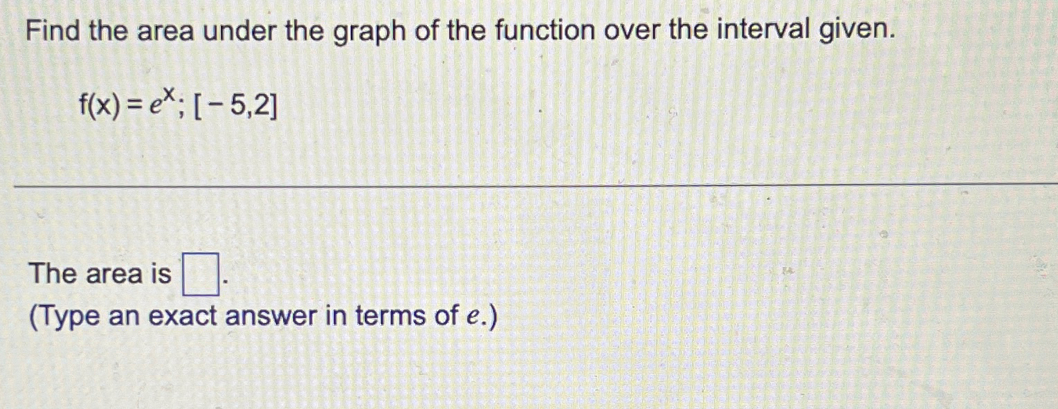 Solved Find the area under the graph of the function over | Chegg.com