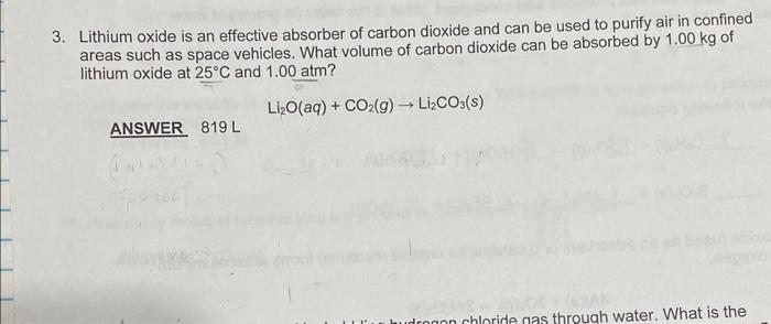 Solved Lithium oxide is an effective absorber of carbon | Chegg.com