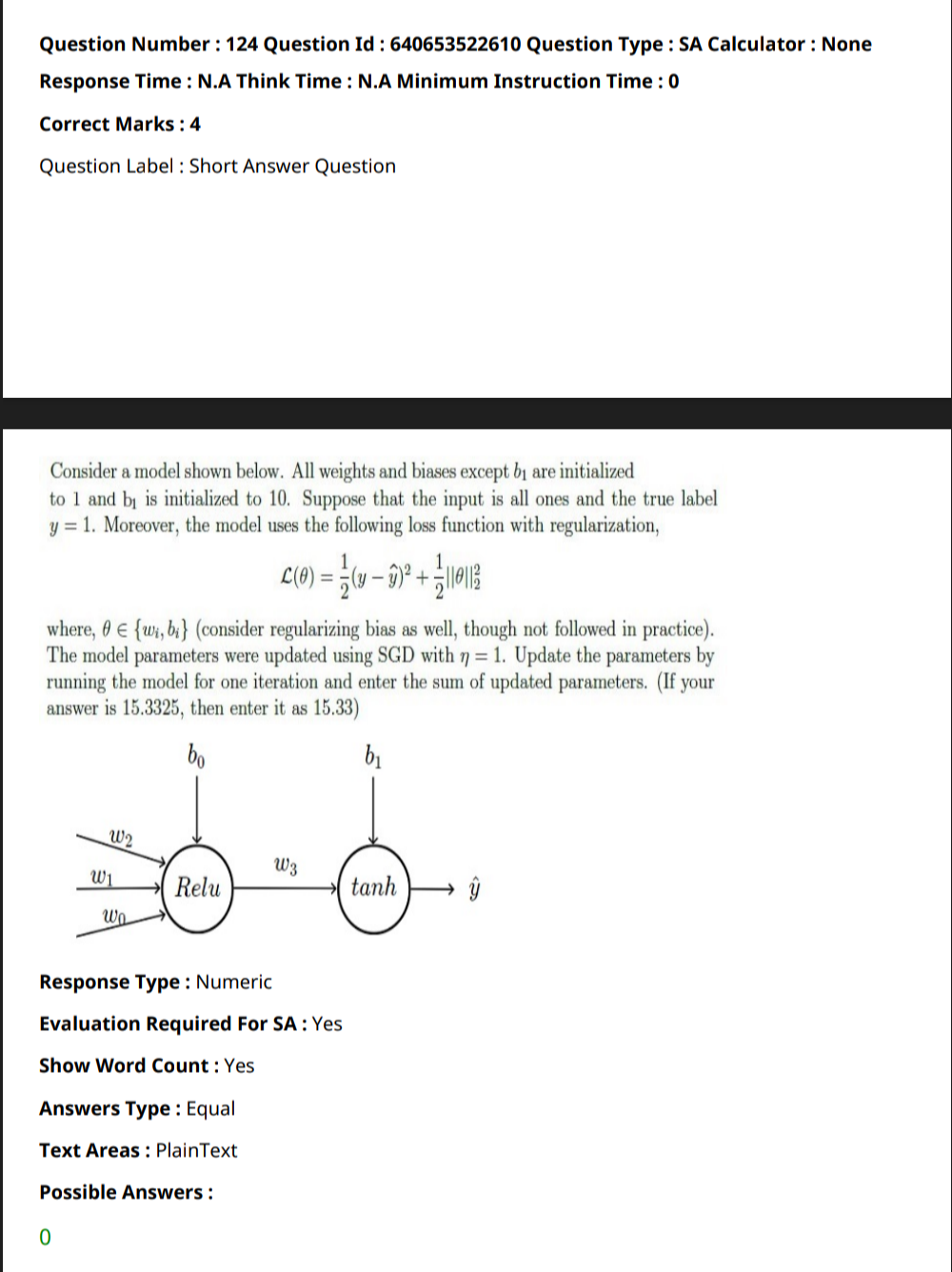 Solved Question Number : 124 Question Id : 640653522610 | Chegg.com