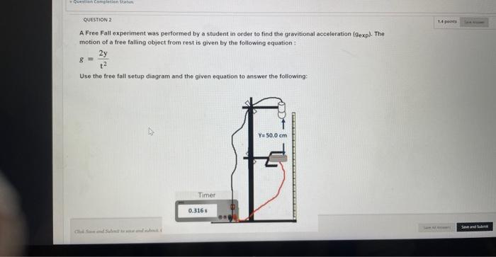 Solved A Free Fall experiment was performed by a student in | Chegg.com