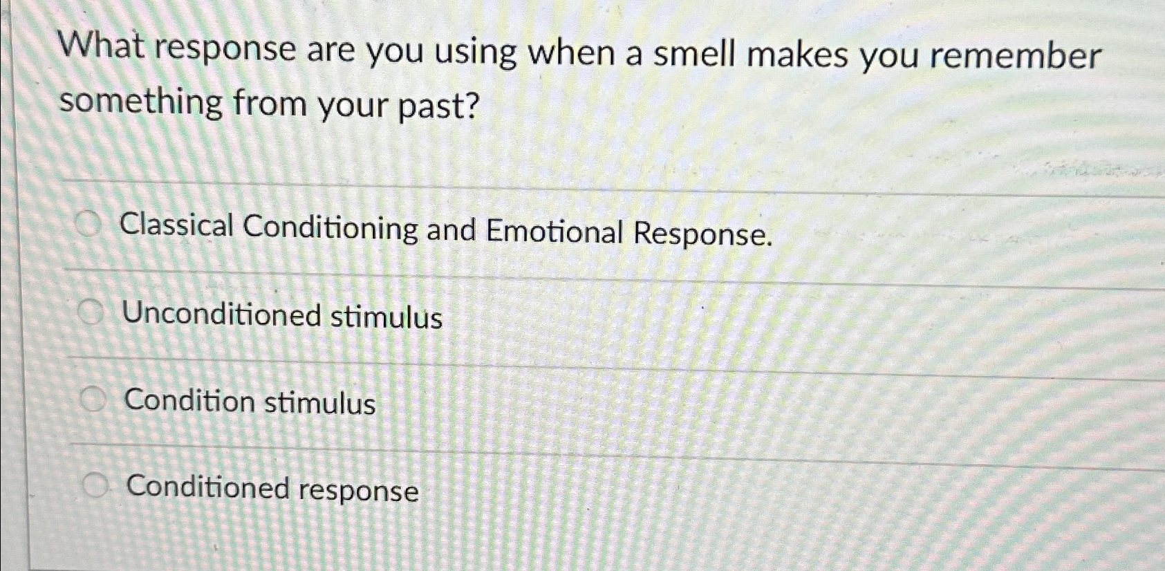 Solved What response are you using when a smell makes you | Chegg.com