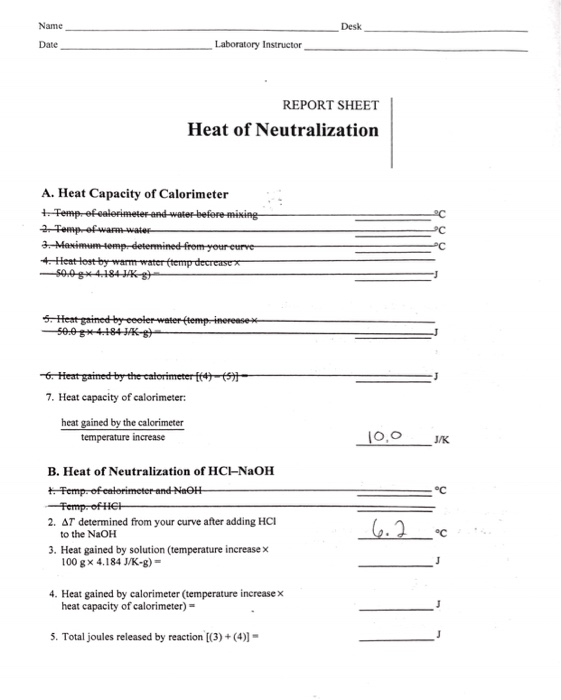 Solved Name Desk Date Laboratory Instructor REPORT SHEET | Chegg.com