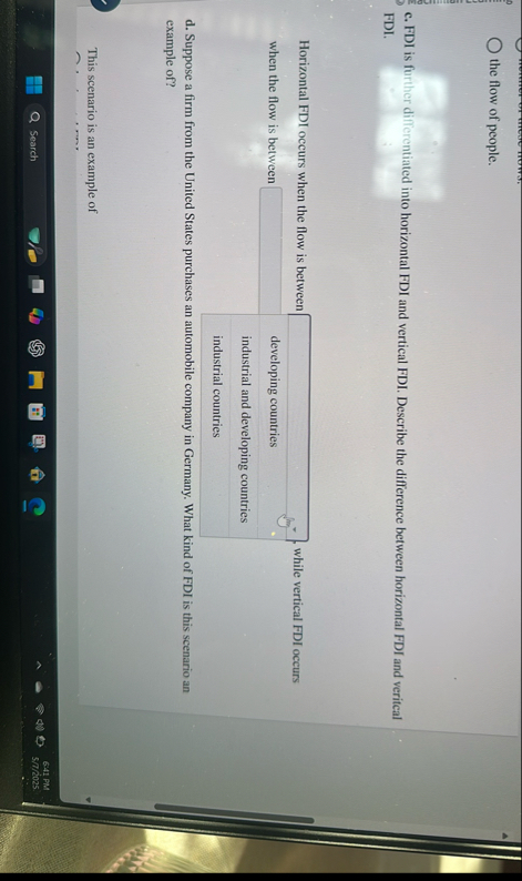 Solved the flow of people.c. ﻿FDI is further differentiated | Chegg.com