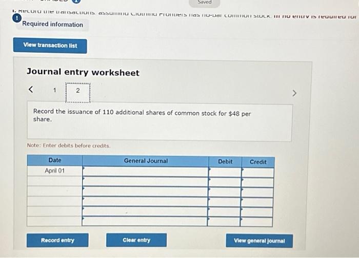 Solved Required information Exercise 10-3 (Algo) Record the | Chegg.com
