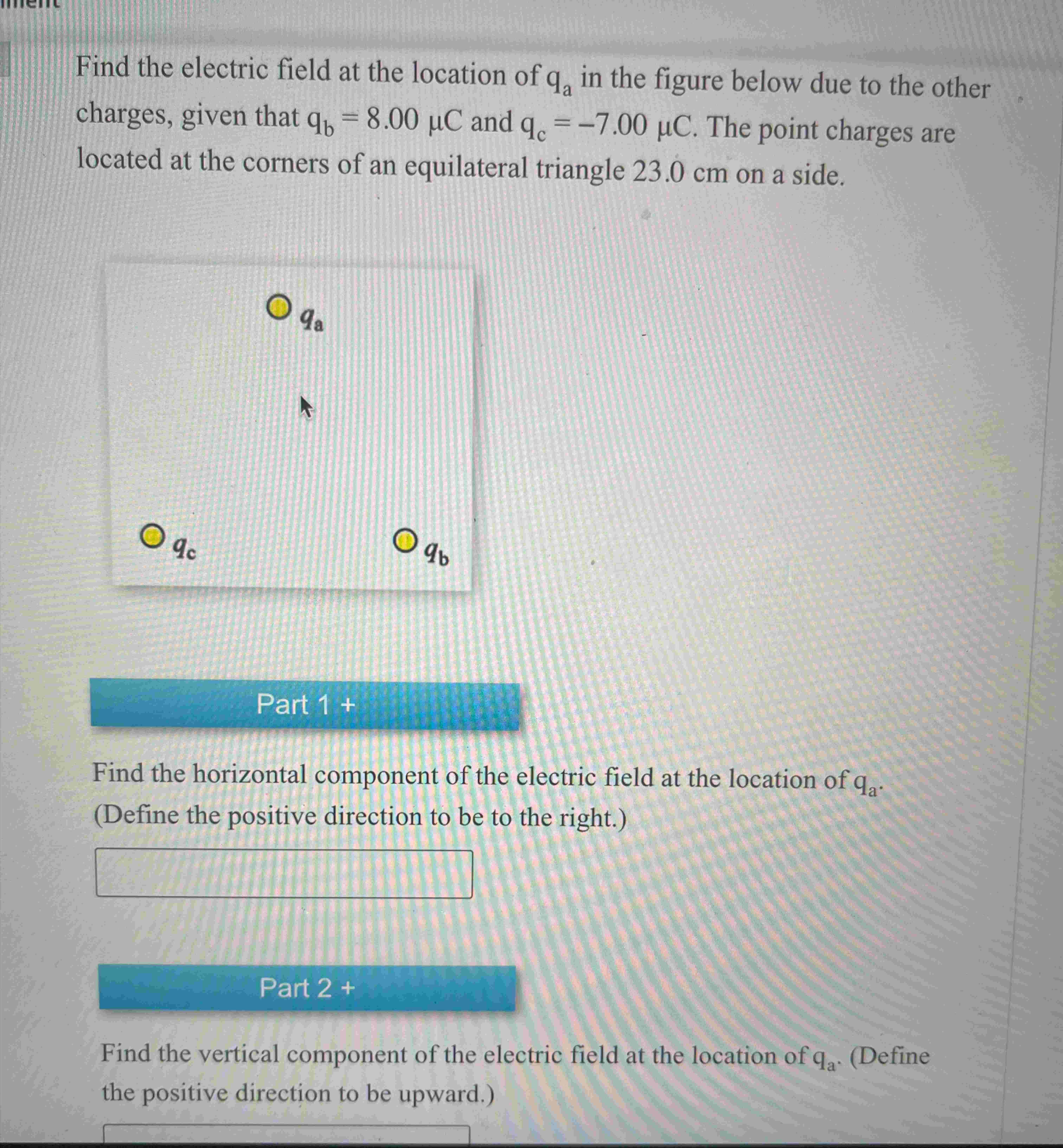 Solved Find the electric field at ﻿the location of qa in | Chegg.com