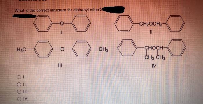 Solved What is the correct structure for diphenyl ether? | Chegg.com