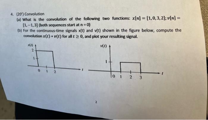 Solved 4. (20′) Convolution (a) What is the convolution of | Chegg.com