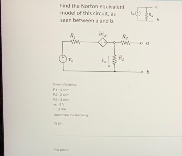 Solved find the norton equivalent model of this circuit as | Chegg.com