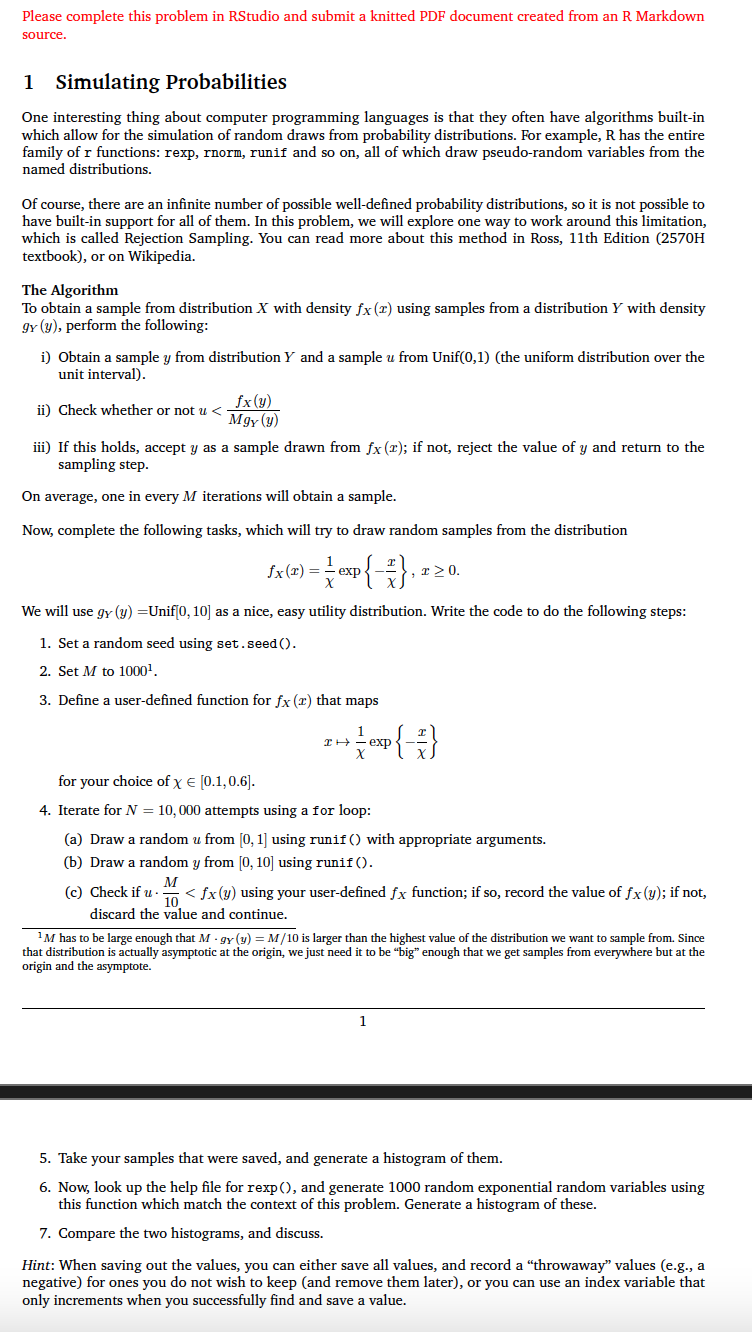 Solved 1 ﻿Simulating ProbabilitiesOne interesting thing | Chegg.com