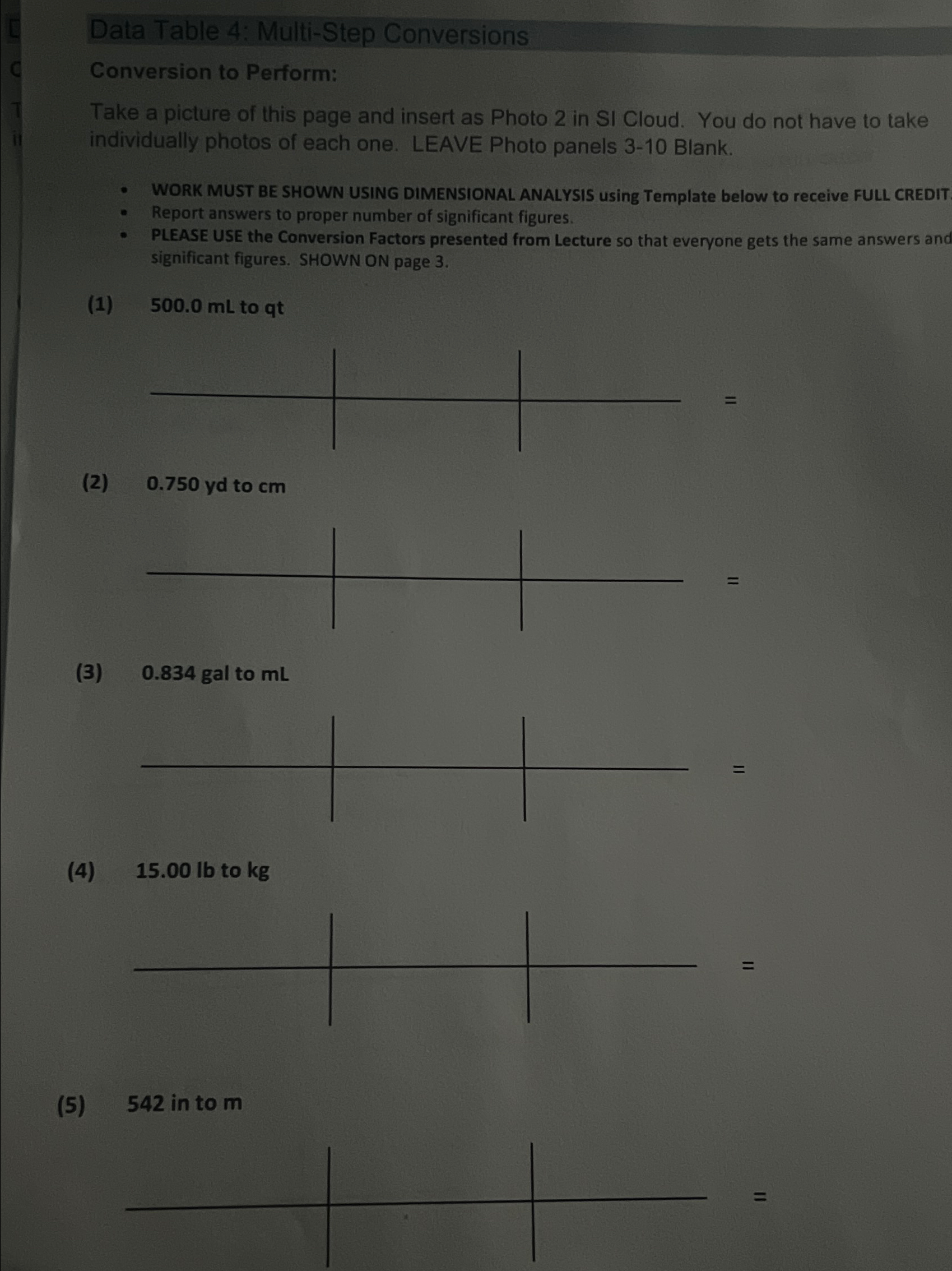 Solved Data Table 4: Multi-Step ConversionsConversion to | Chegg.com