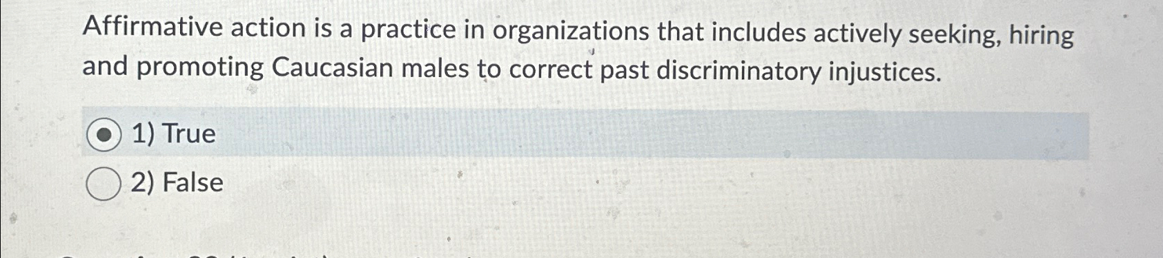 Solved Affirmative action is a practice in organizations | Chegg.com