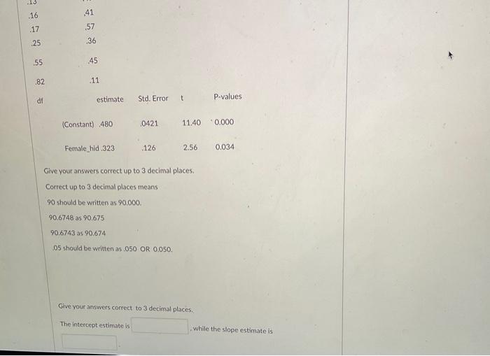 Solved The following tables give some useful statistics to | Chegg.com