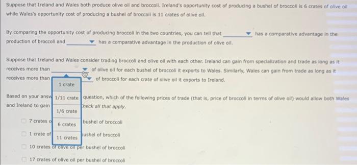 Solved Suppose that Ireland and Wales both produce olive oil | Chegg.com
