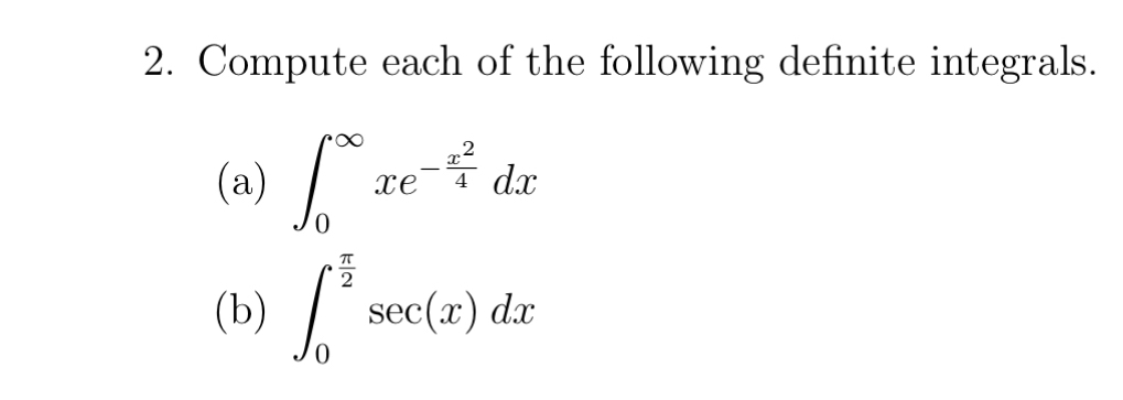 Solved Compute each of the following definite | Chegg.com