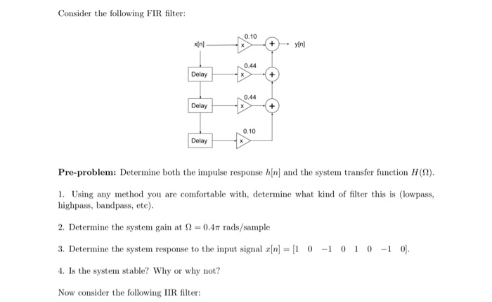 Solved Consider the following FIR filter: 0.10 yil A A A A | Chegg.com