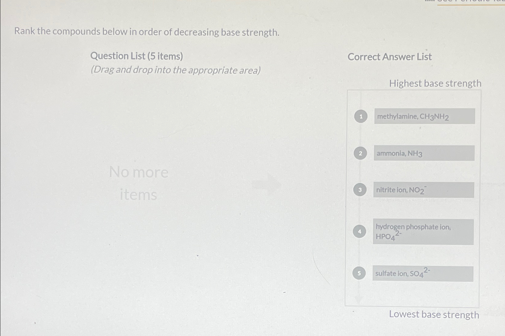 Solved Rank the compounds below in order of decreasing base | Chegg.com