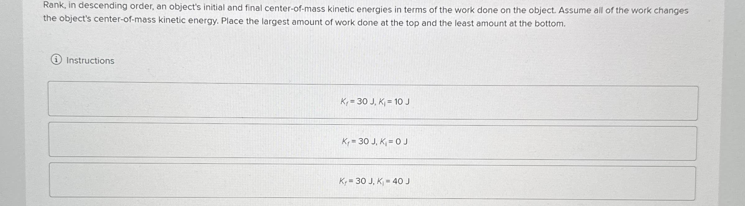Solved Rank, in descending order, an object's initial and | Chegg.com