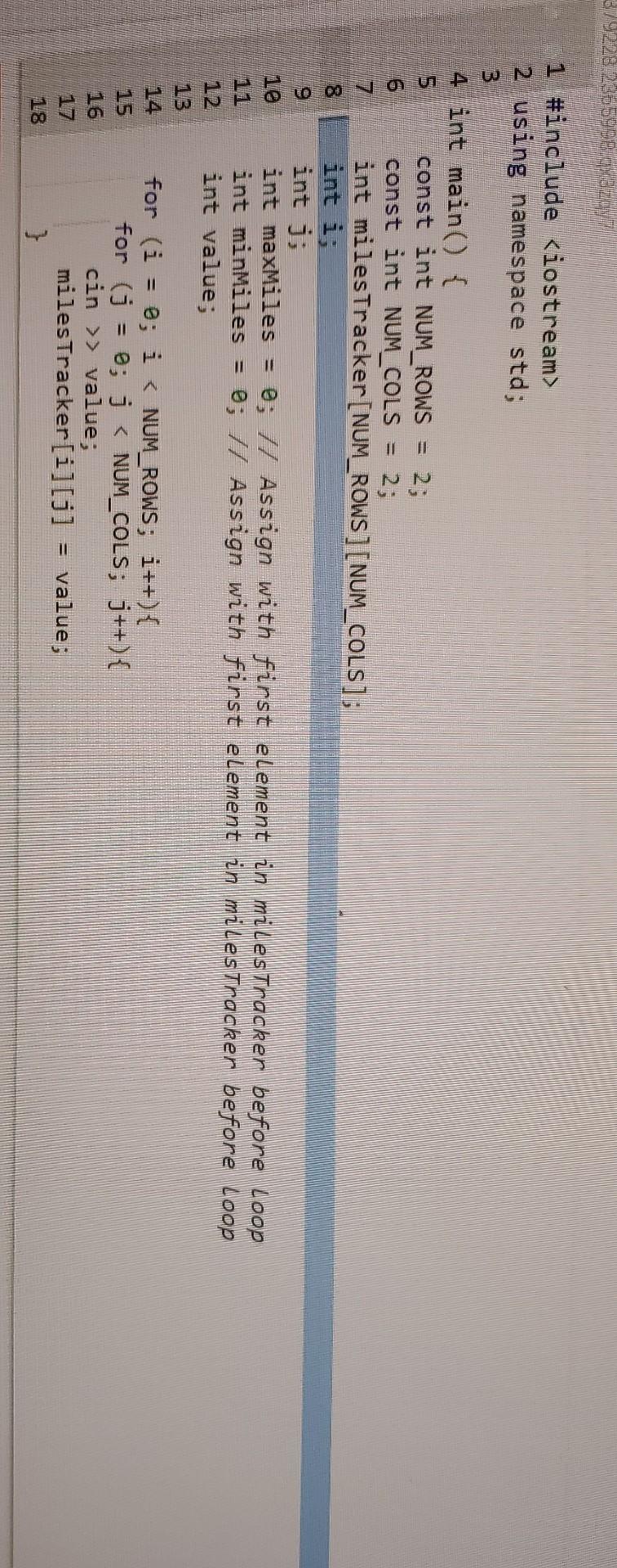 Solved the maximum value and minimum value in milesTracker. | Chegg.com