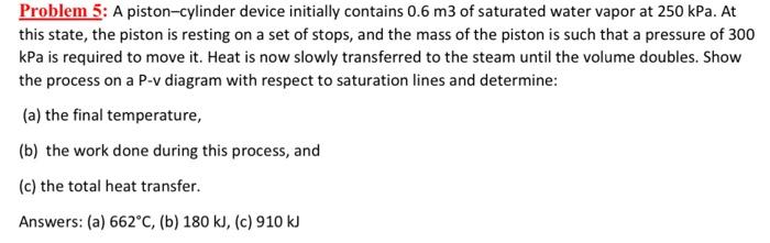 Solved Problem 5: A piston-cylinder device initially | Chegg.com