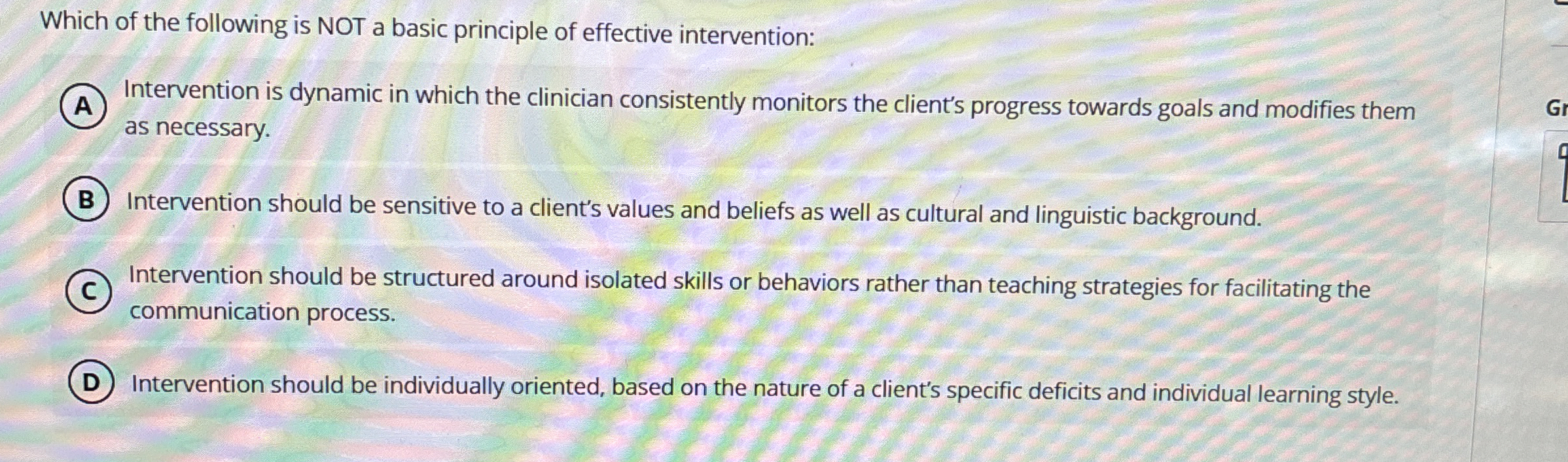 Solved Which of the following is NOT a basic principle of | Chegg.com