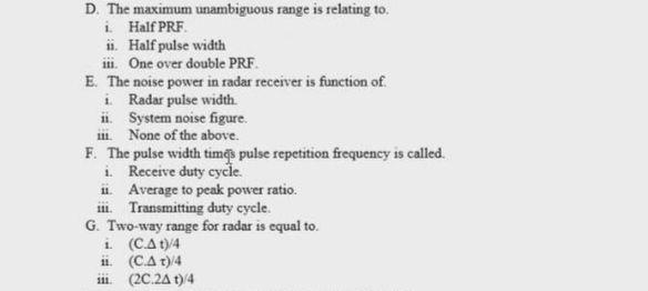 Solved D. The maximum unambiguous range is relating to i | Chegg.com