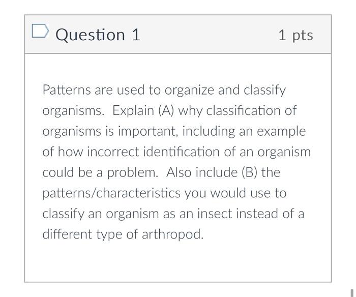 Solved Question 1 1 pts Patterns are used to organize and | Chegg.com