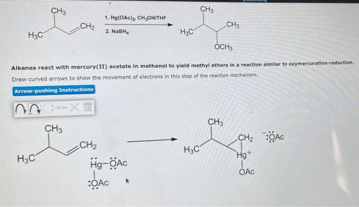 Solved CH3 CH3 1. Hg(OAc), CHOH/THE CH2 CH3 2. NaBHA H3C H3C | Chegg.com