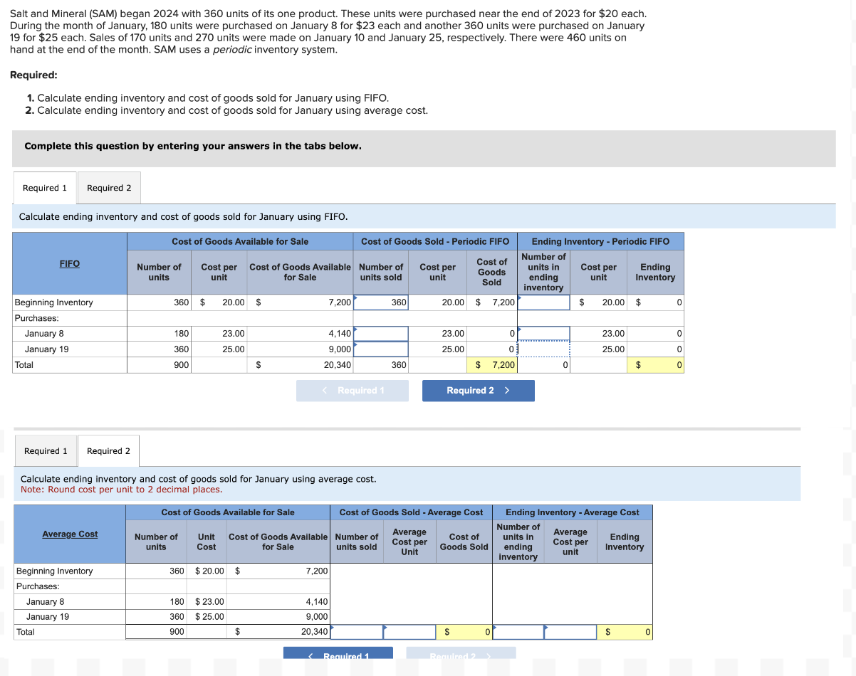 Solved Salt and Mineral (SAM) ﻿began 2024 ﻿with 360 ﻿units | Chegg.com