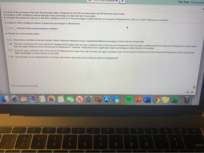 Solved JO COM This Test: 16 pts poss In a study of the | Chegg.com