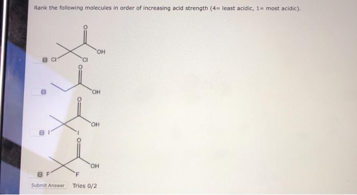 Solved Rank the following molecules in order of increasing | Chegg.com