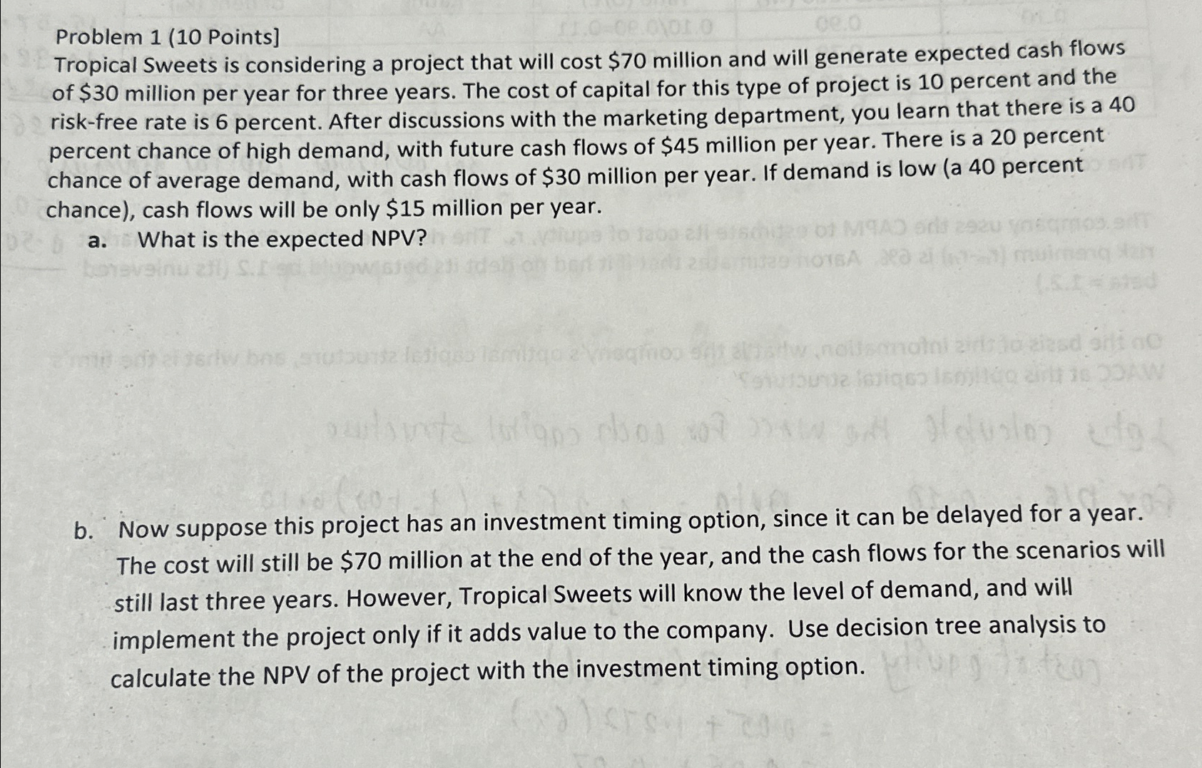 Solved Problem 1 (10 ﻿Points]Tropical Sweets is considering | Chegg.com