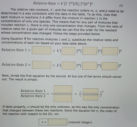 Solved using the data given and the relative rate equation | Chegg.com