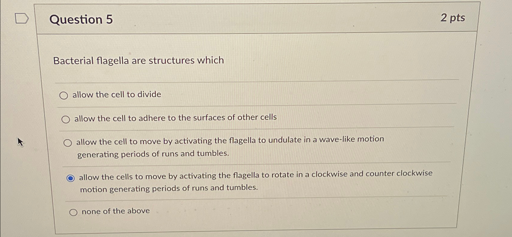 Solved Question 52ptsBacterial flagella are structures | Chegg.com