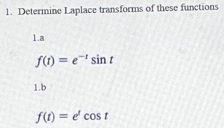 Solved 1. Determine Laplace transforms of these functions | Chegg.com